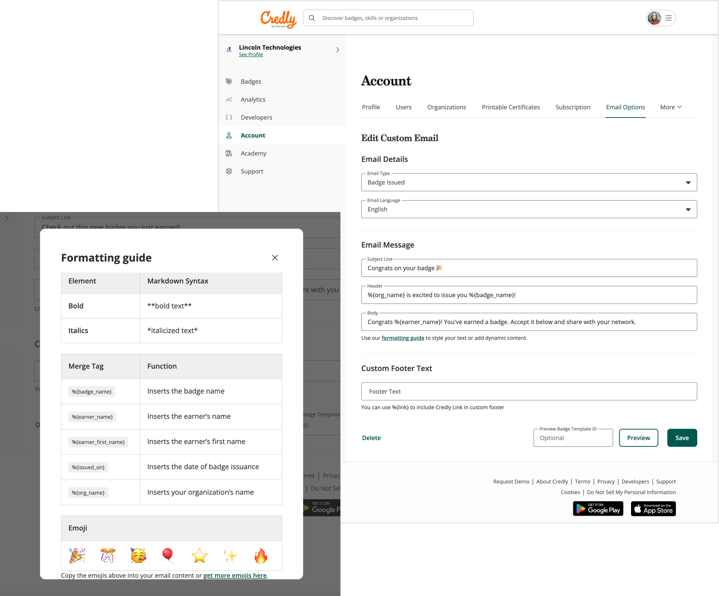 Email customizations – Credly, Inc.